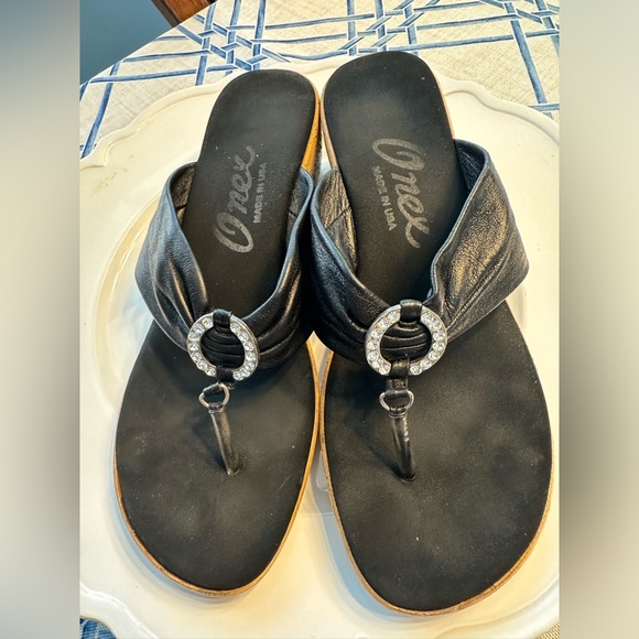 Onex | Shoes | Onex Black Sexy Wedge Thong Sandals Size 8 | Poshmark